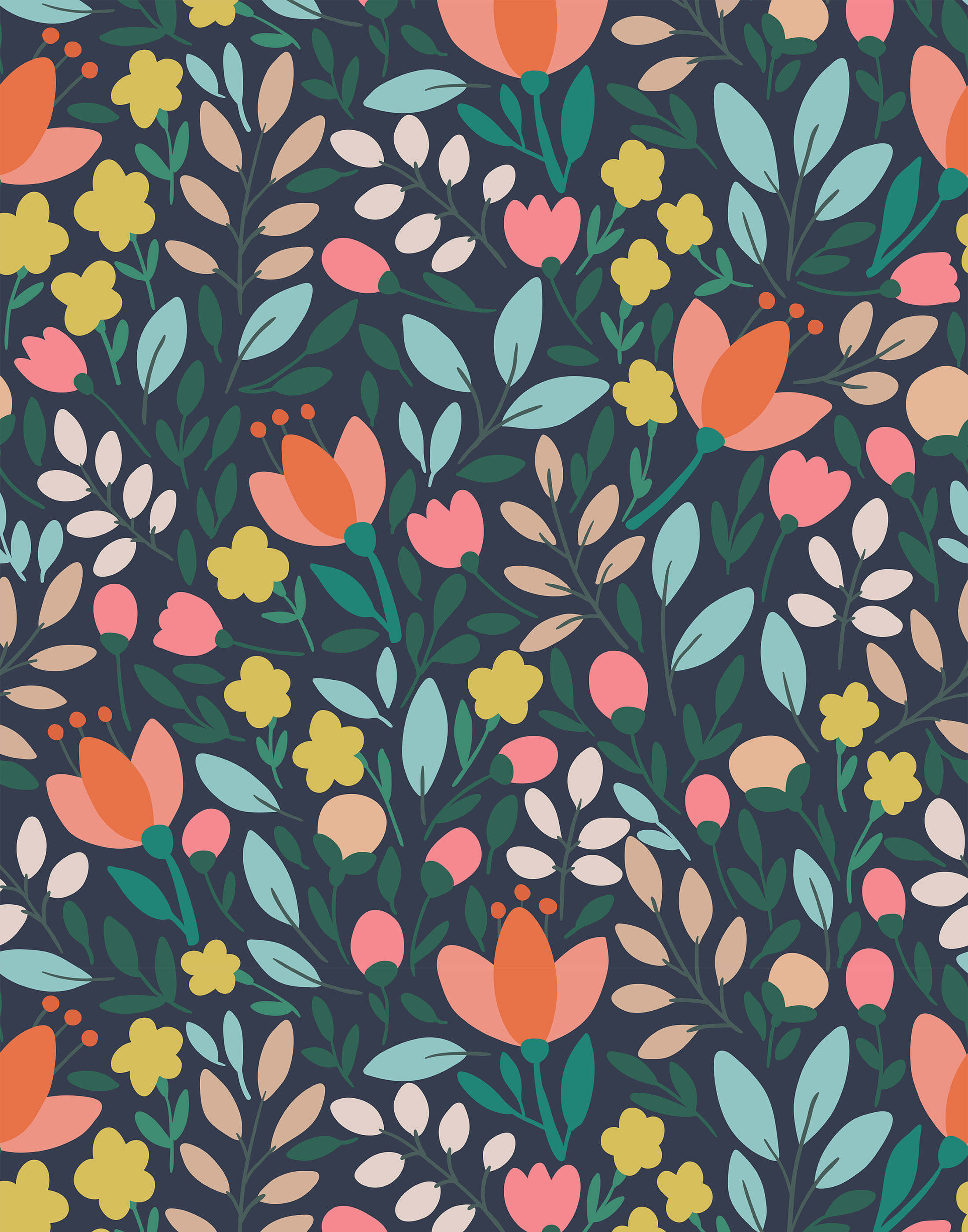 Modern Illustrated Delicate Floral Wallpaper | Bobbi Beck | Bobbi Beck