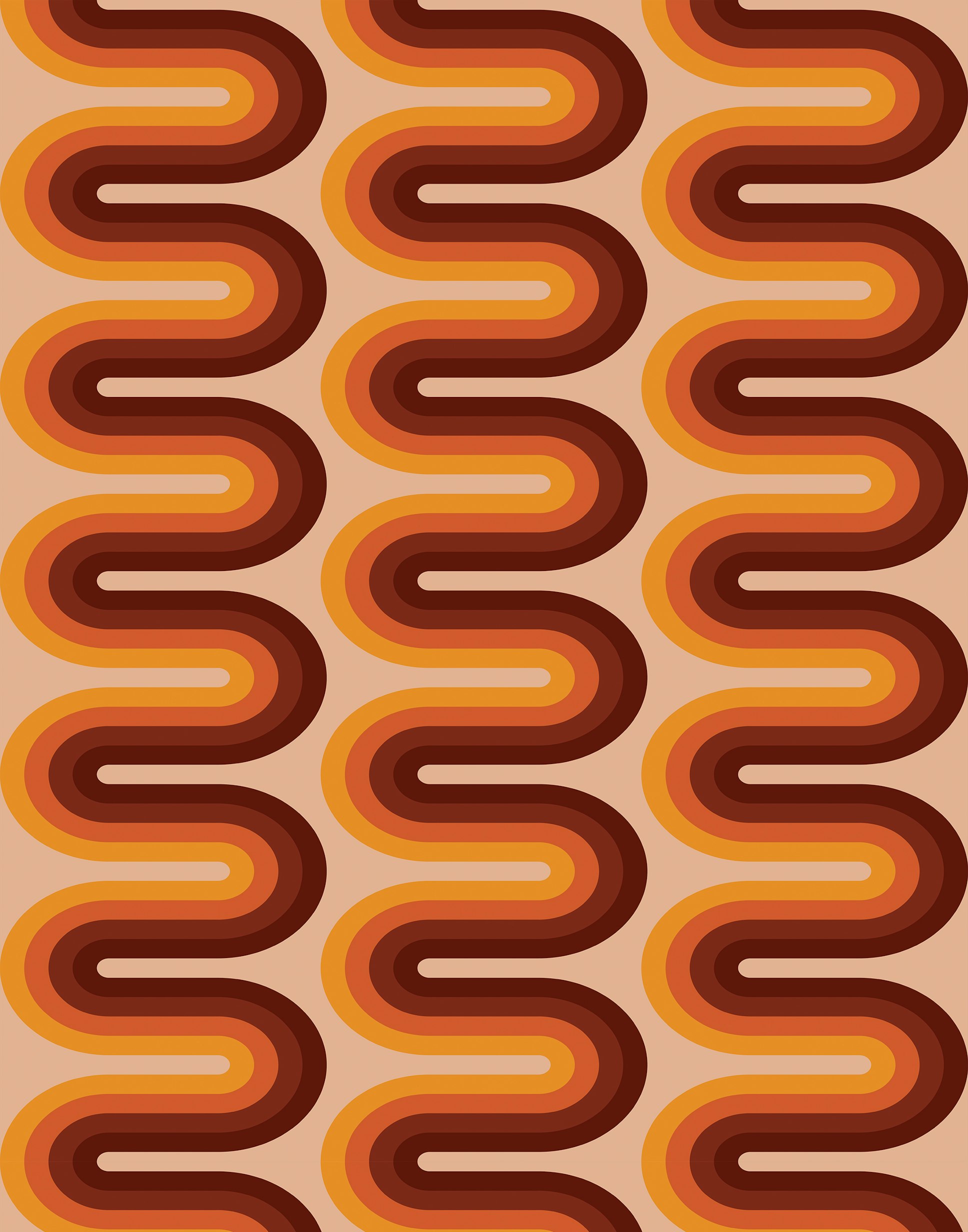 Retro wiggle stripe pattern wallpaper | Bobbi Beck