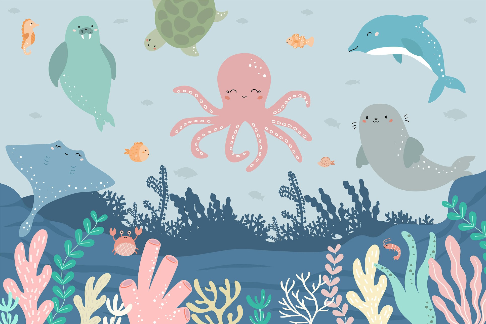 Children's Under the Sea Wallpaper Mural | Underwater Wallpaper | Bobbi ...
