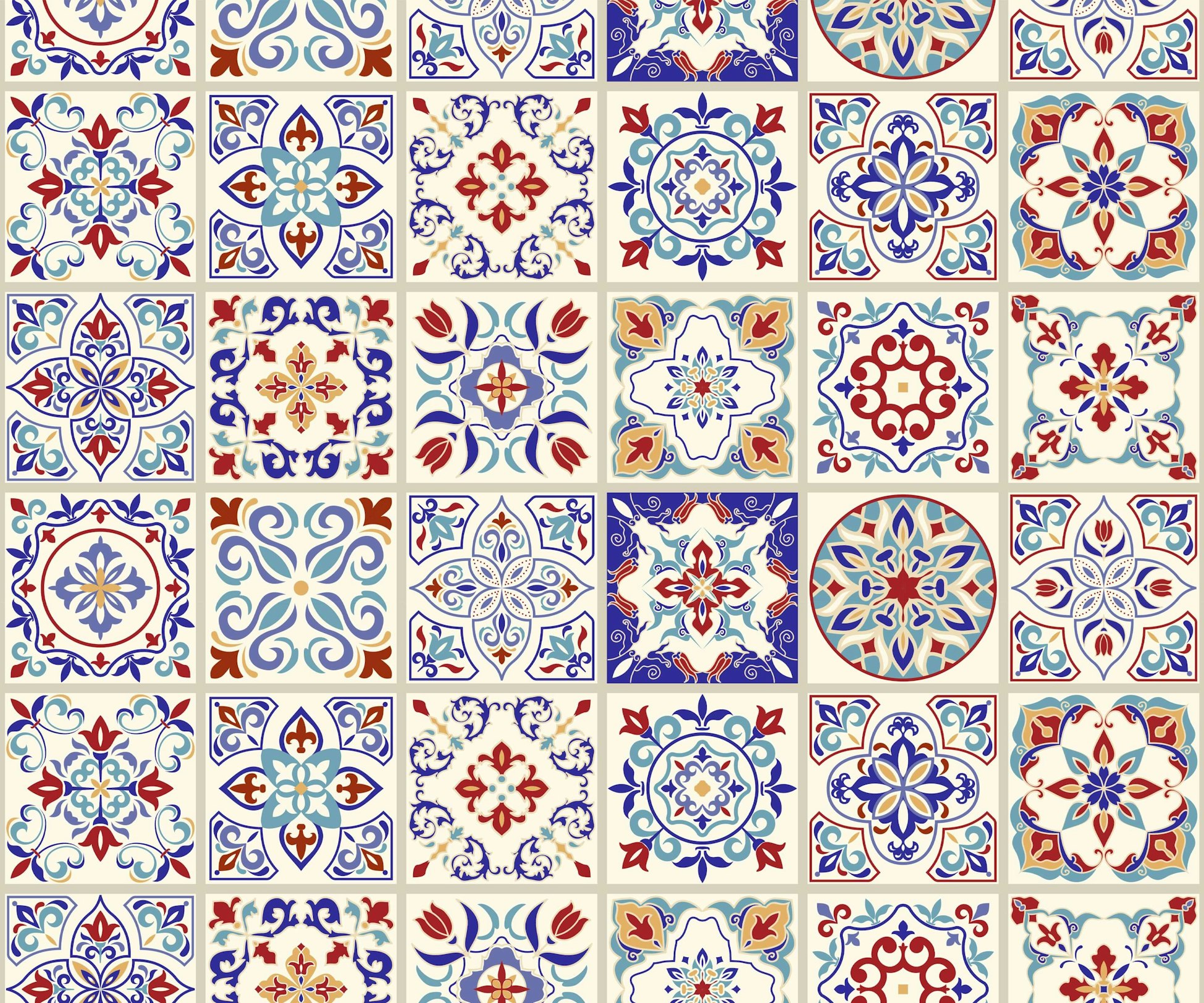 Bold Portuguese tile effect wallpaper | Bobbi Beck