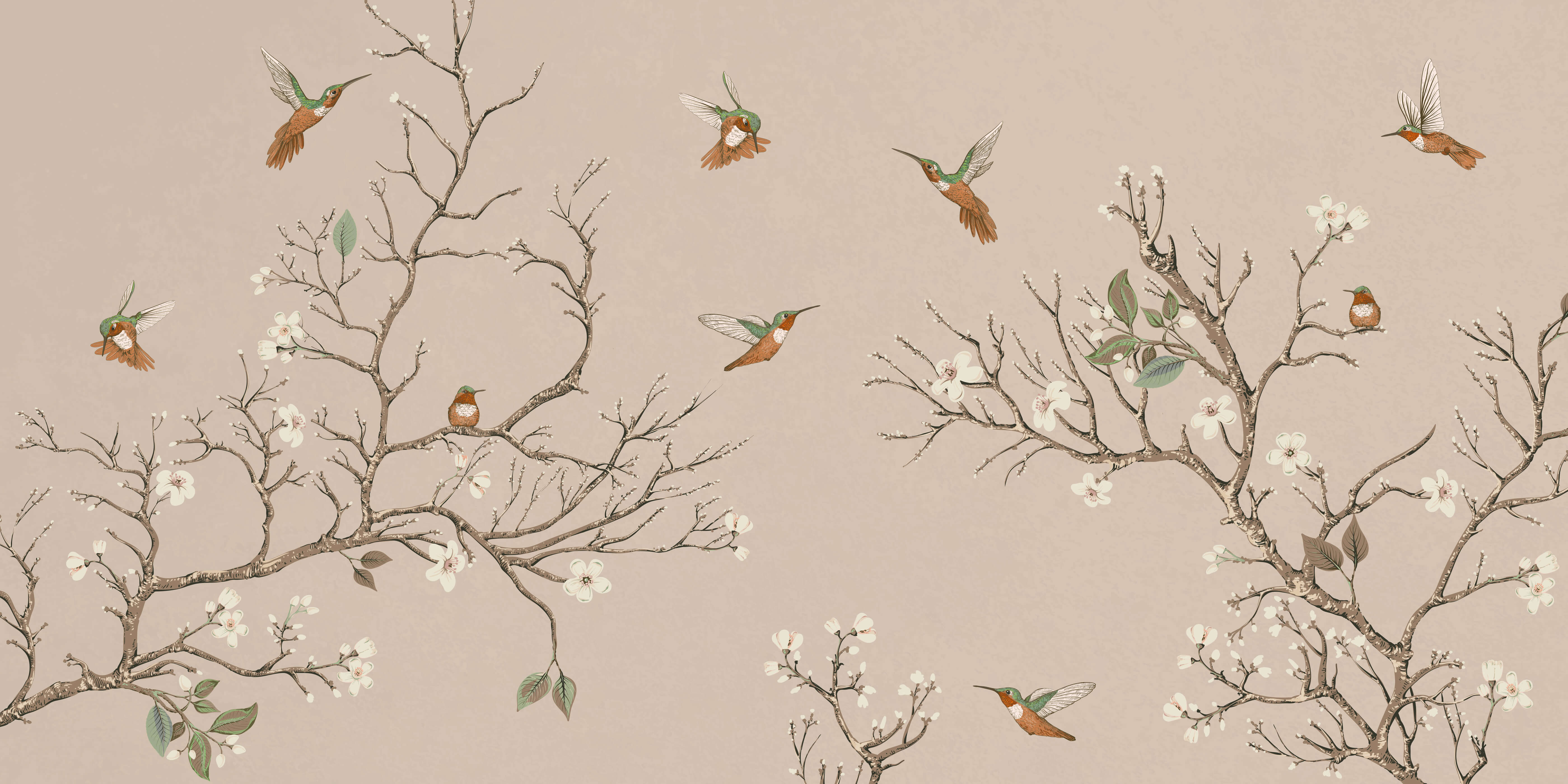 Bird and branch wallpaper mural | Bobbi Beck