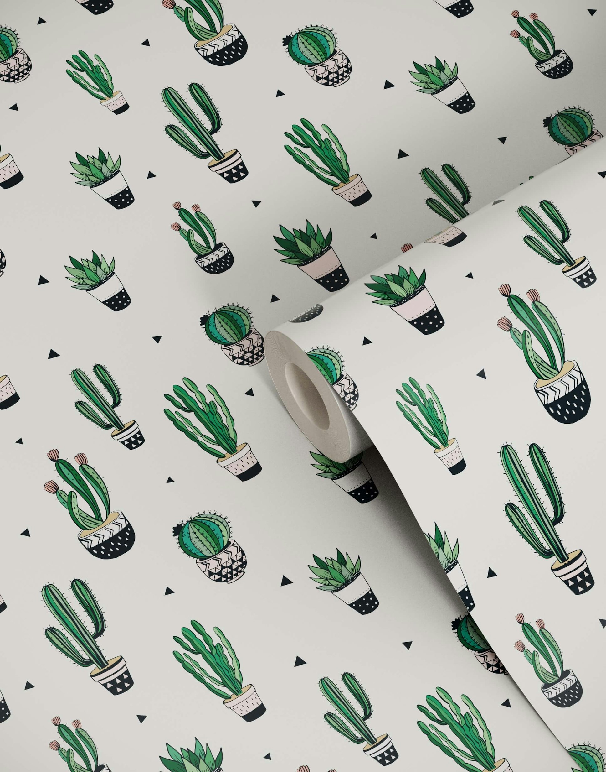 Cactus Wallpaper | Illustrated Green Cacti Design | Bobbi Beck