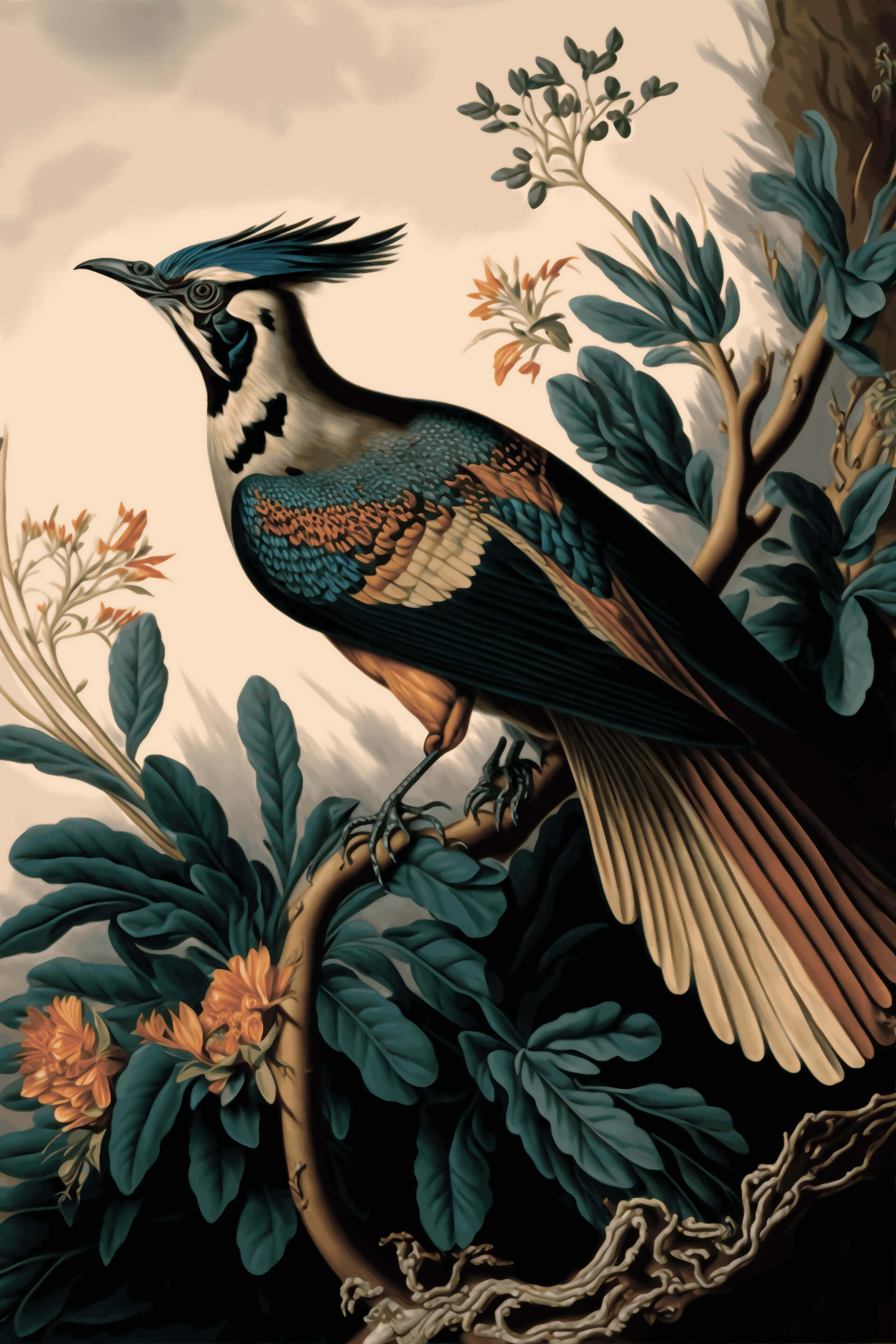 Vintage Tropical Bird & Branch Wallpaper | Bobbi Beck