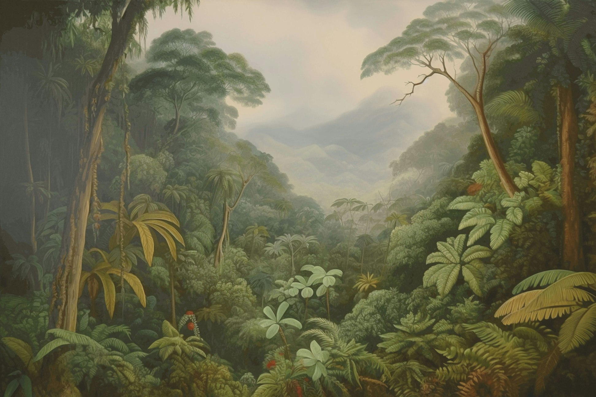 Tropical Rainforest Wallpaper Mural Dense Jungle Scene Bobbi Beck