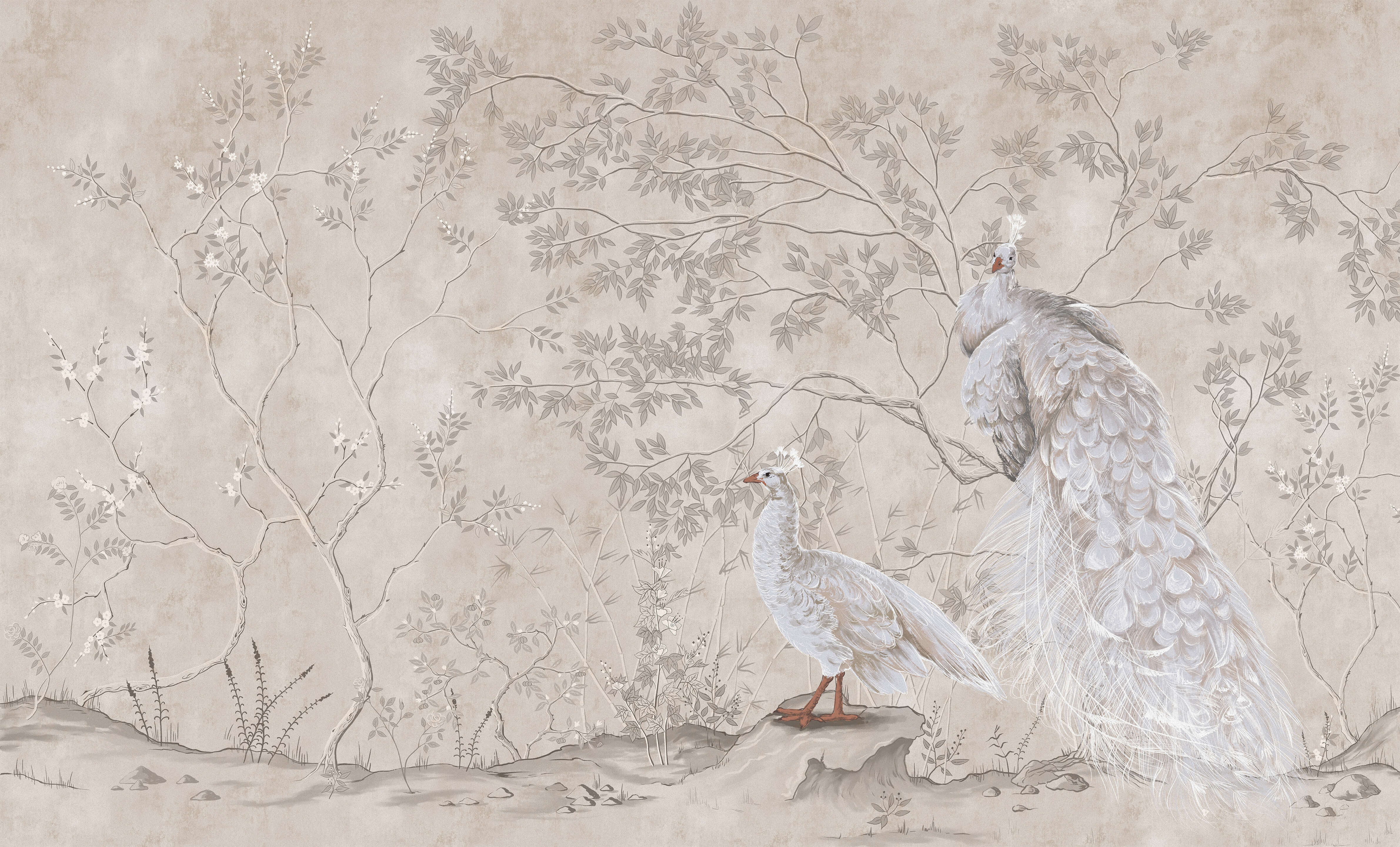 White Peacock Wallpaper Mural | Bobbi Beck