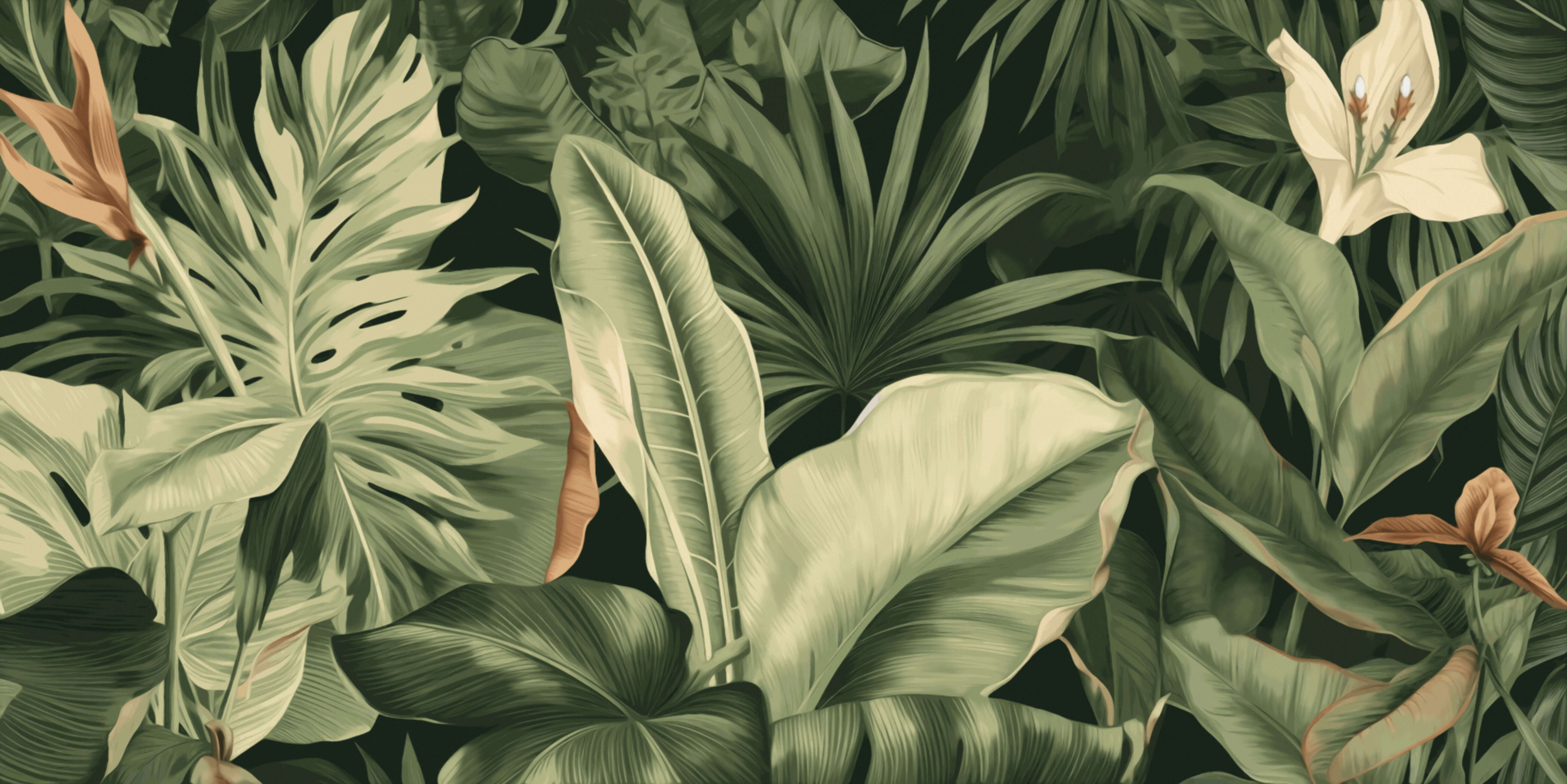 Lush Jungle Leaves Wallpaper Mural | Bobbi Beck