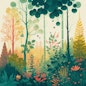 Multicolour Forest Wallpaper Mural | Bobbi Beck