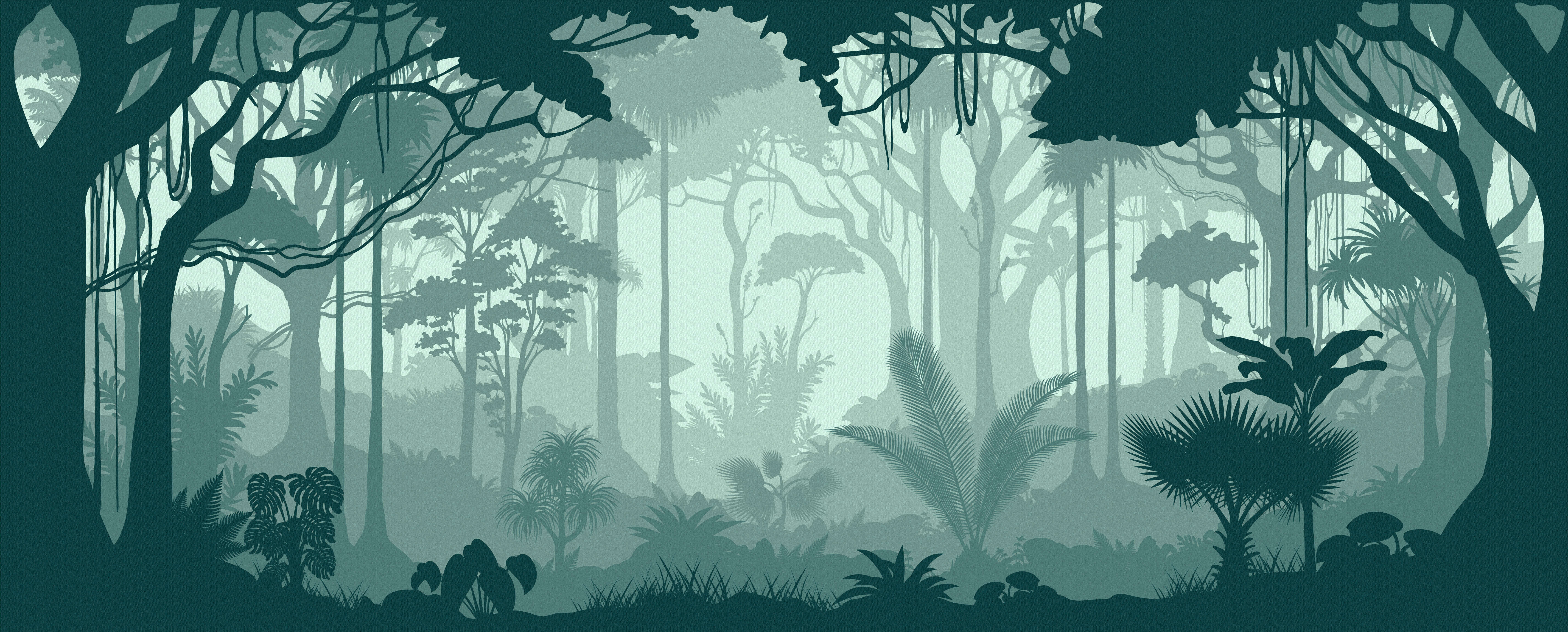 Illustrated Dark Forest Wallpaper Mural | Bobbi Beck