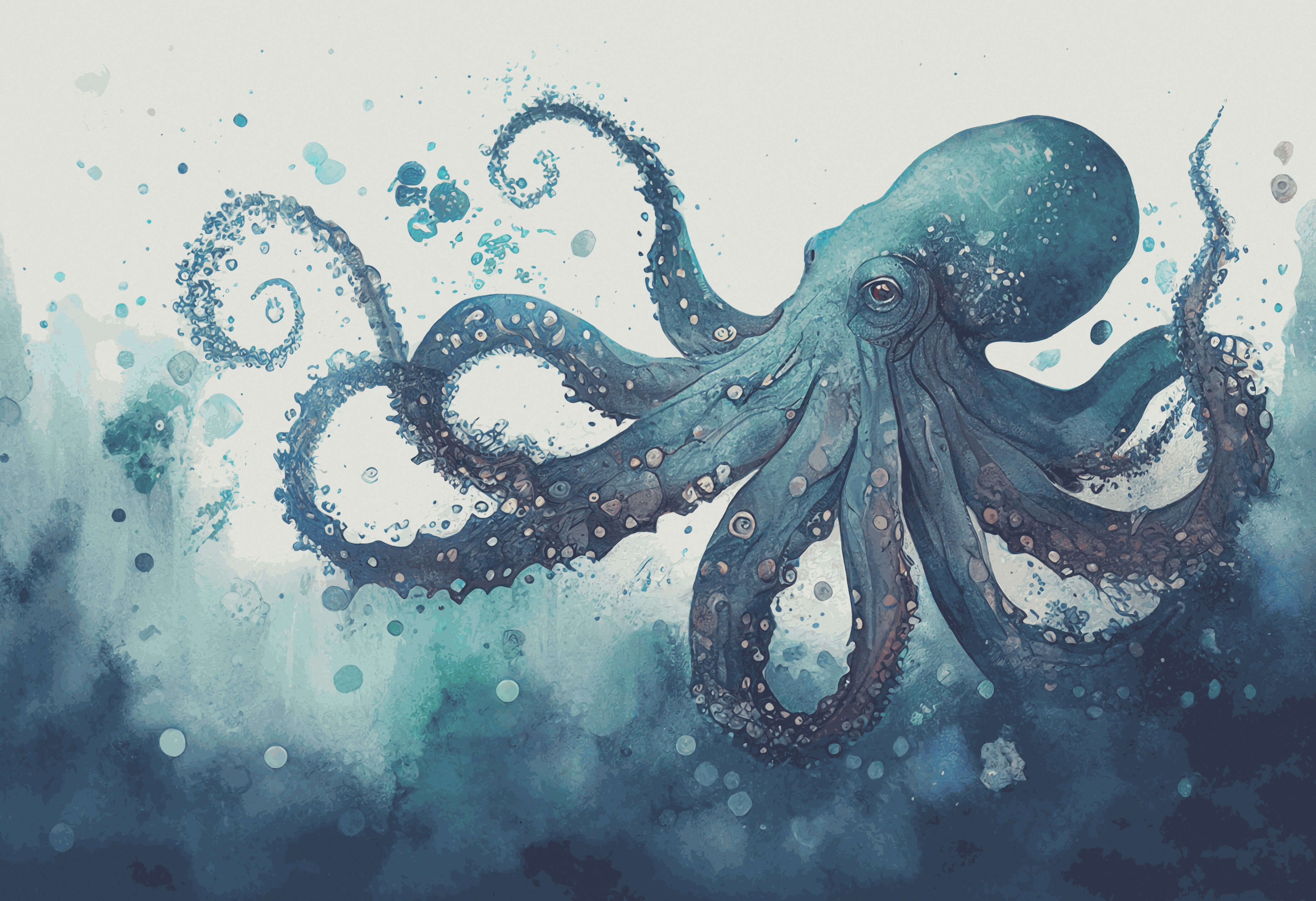 Watercolour Octopus Wallpaper Mural | Bobbi Beck