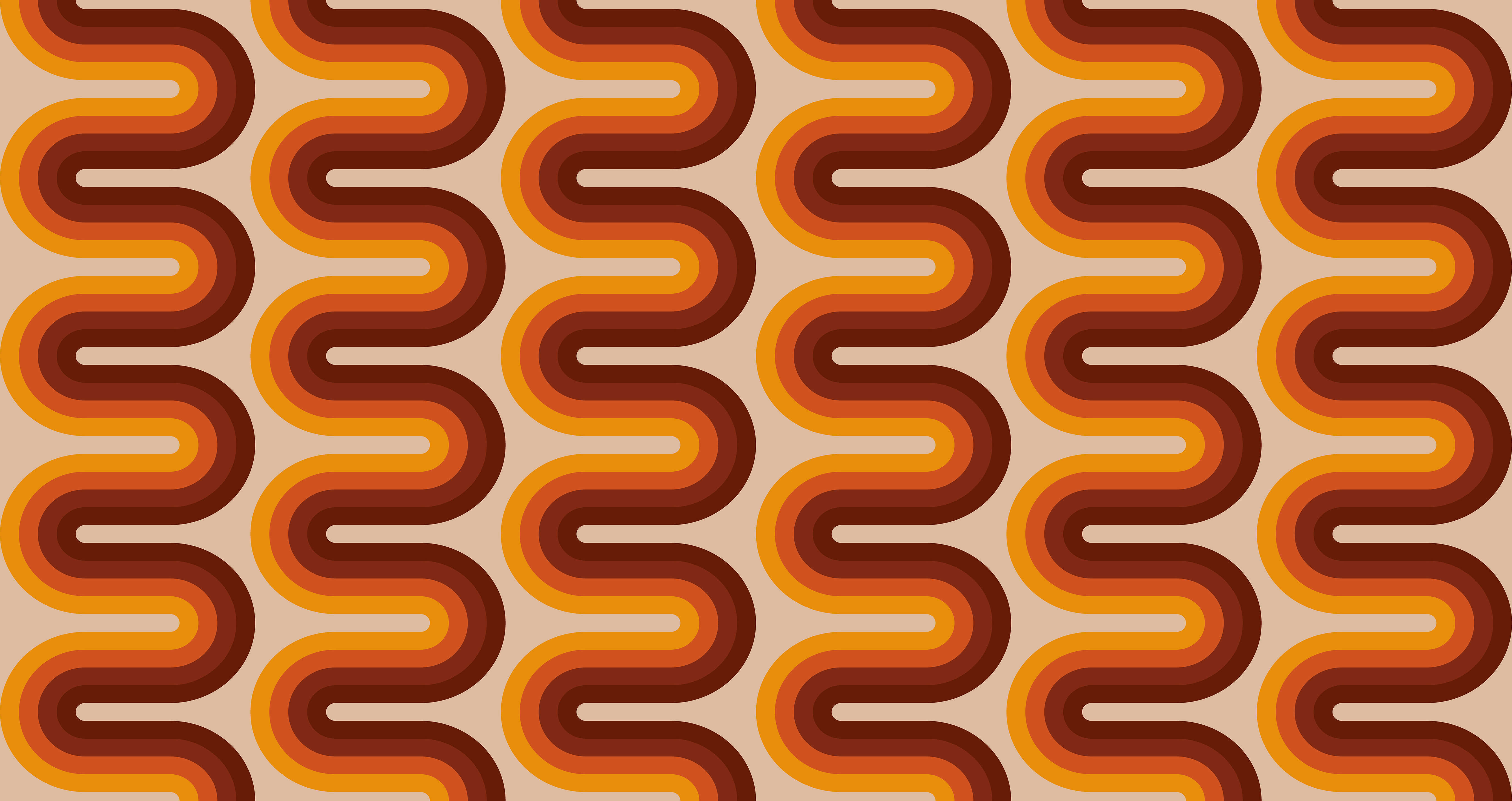 Retro Orange Squiggle Wallpaper Mural | Bobbi Beck