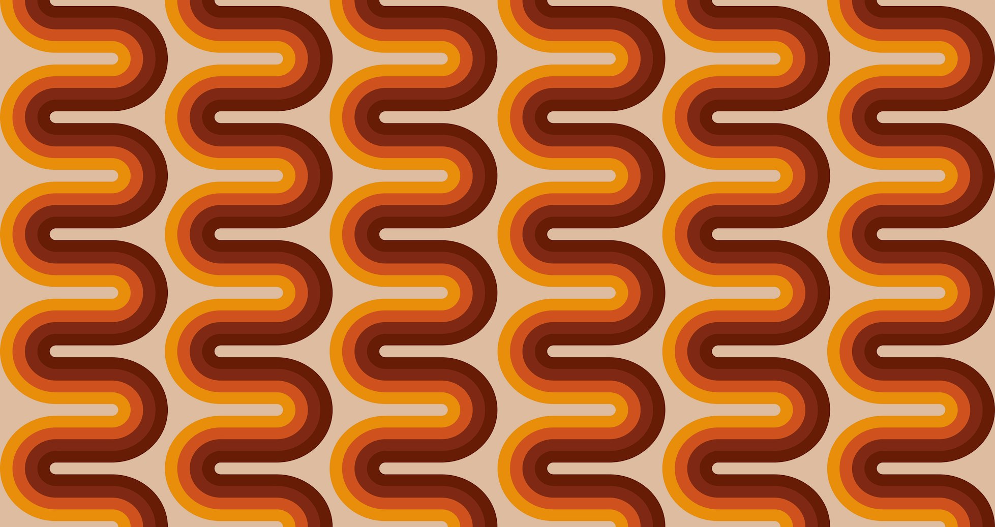 Retro Orange Squiggle Wallpaper Mural | Bobbi Beck
