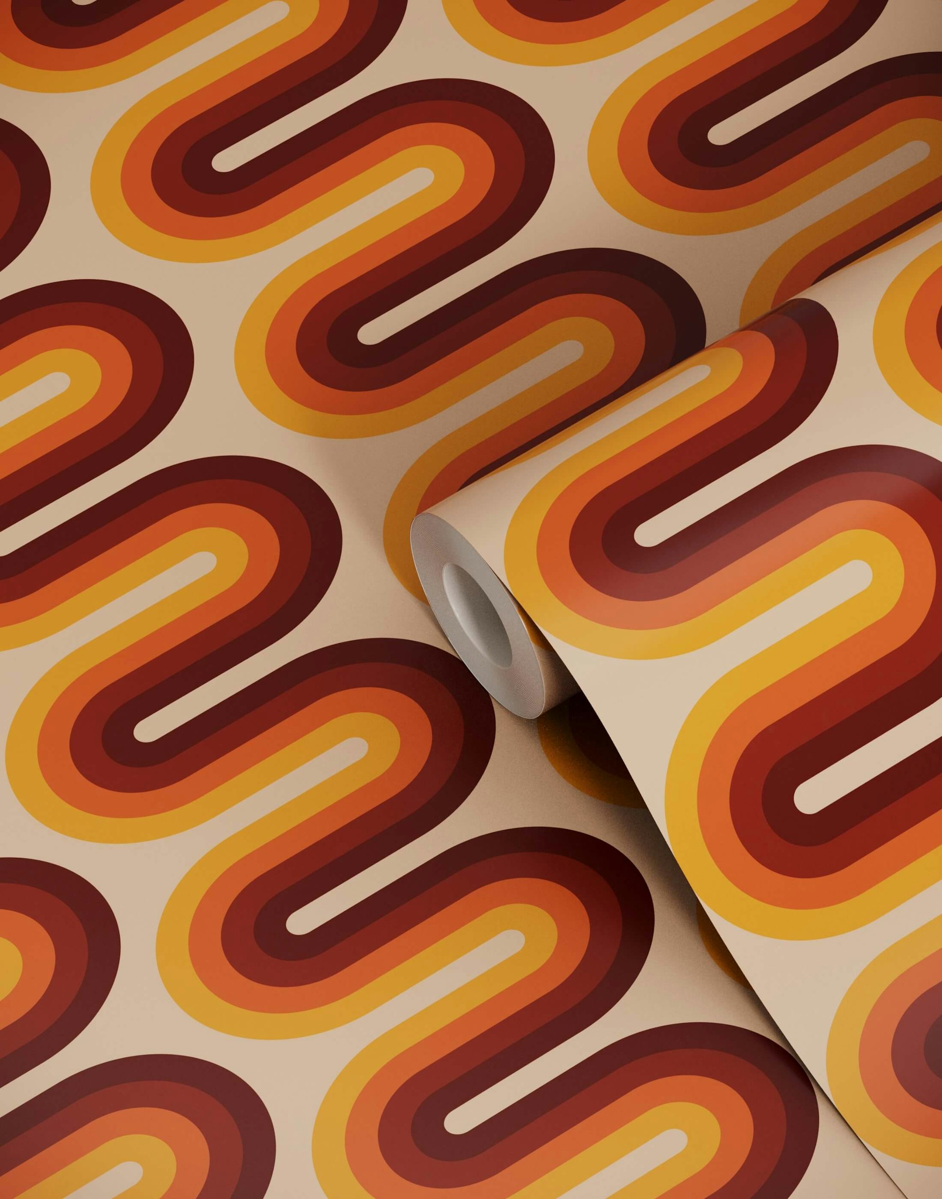 Retro wiggle stripe pattern wallpaper | Bobbi Beck