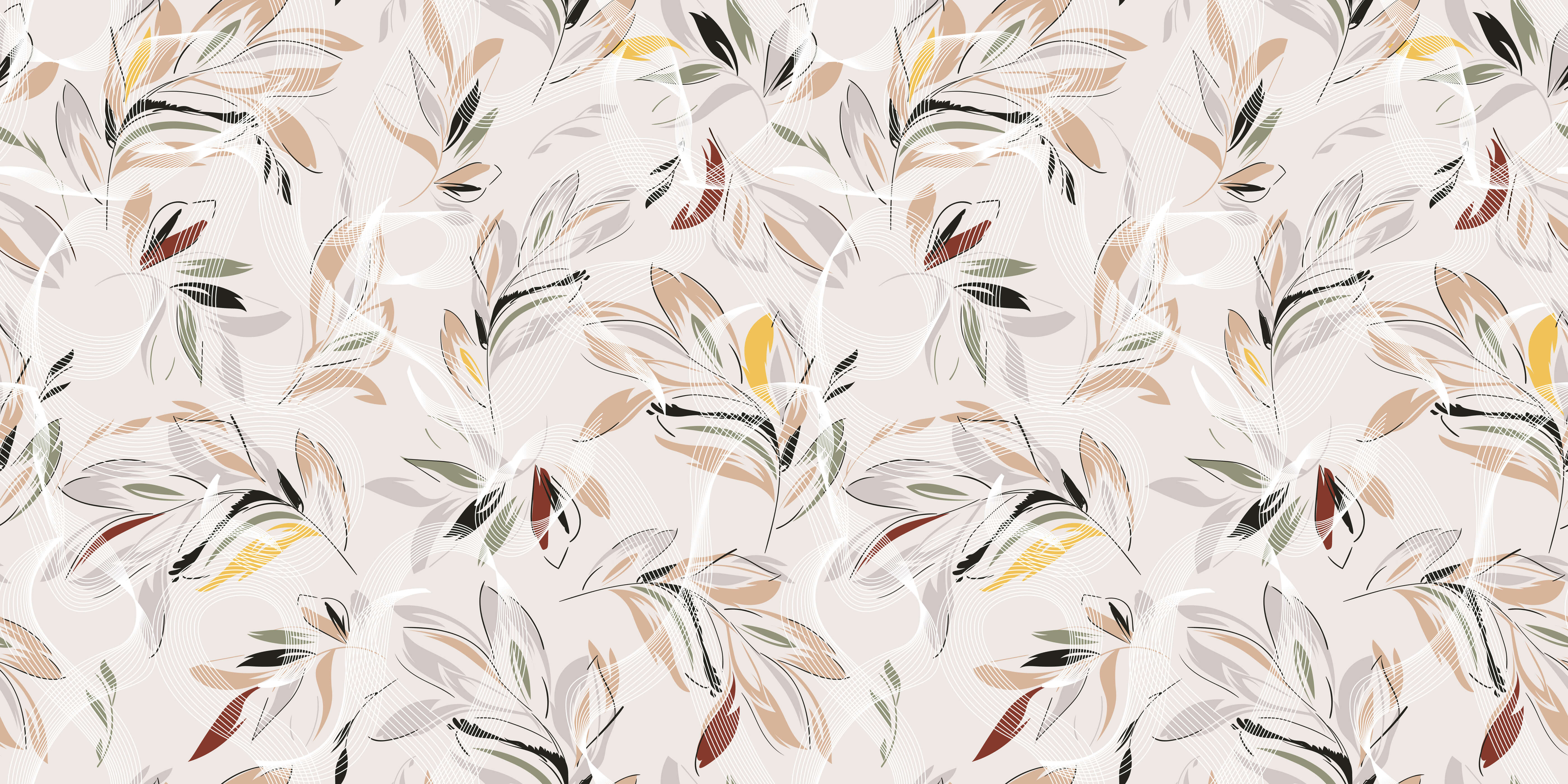 Abstract Beige Leaf Wallpaper Mural | Bobbi Beck
