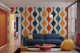 Retro Bold Squiggle Line Wallpaper Mural | Bobbi Beck