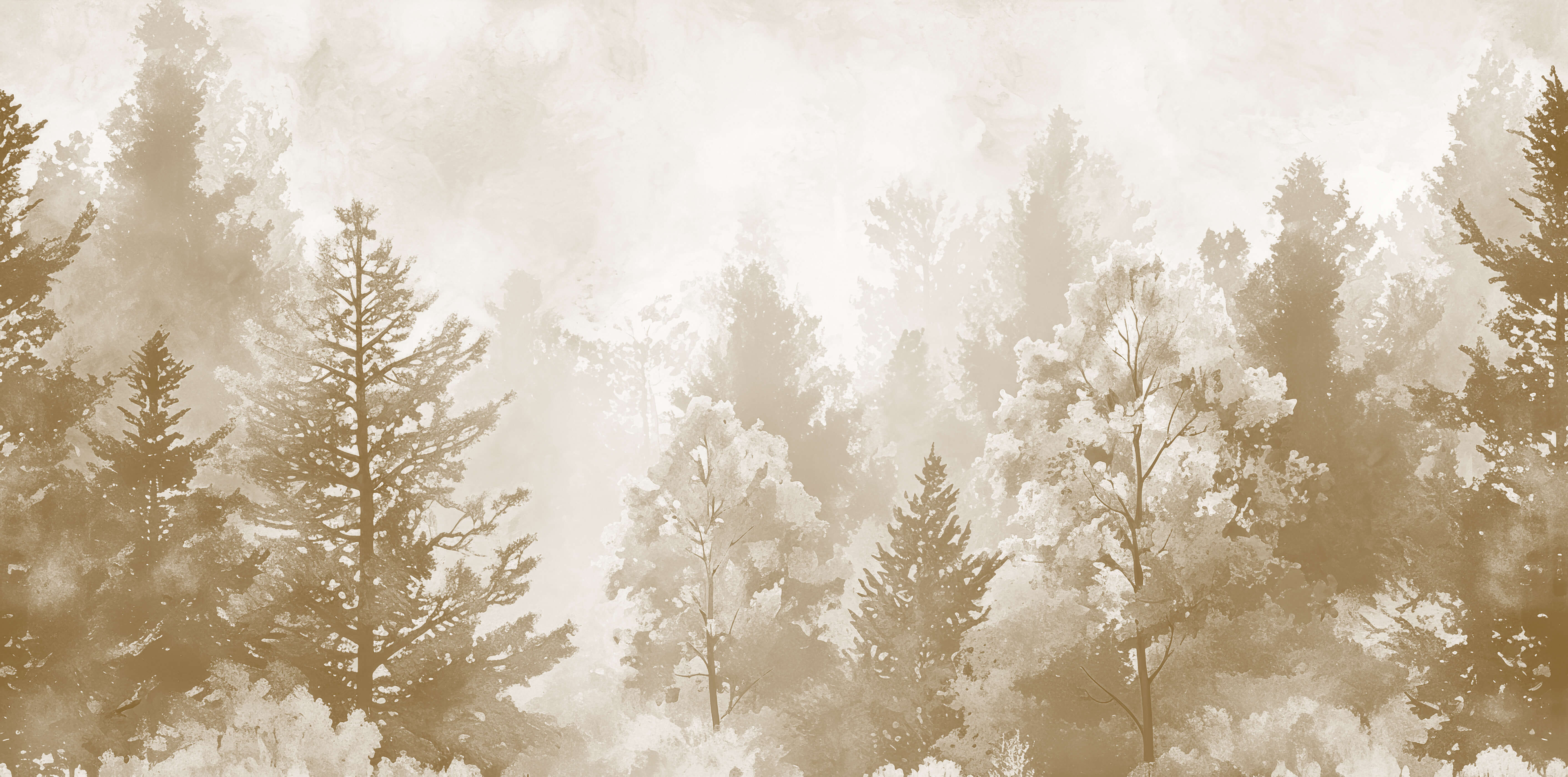 Beige Trees Wallpaper Mural | Bobbi Beck