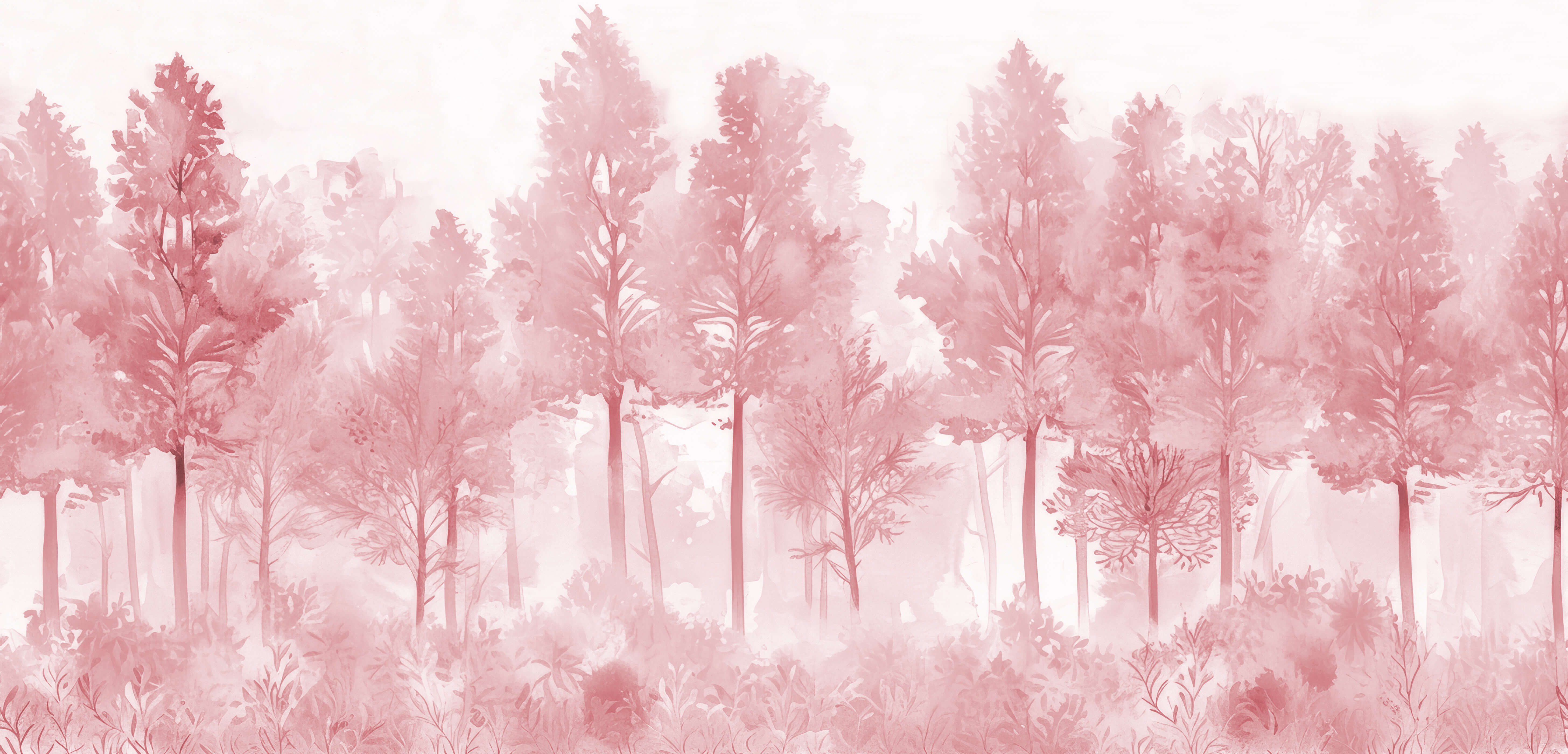 Painted Pink Trees Wallpaper Mural | Bobbi Beck