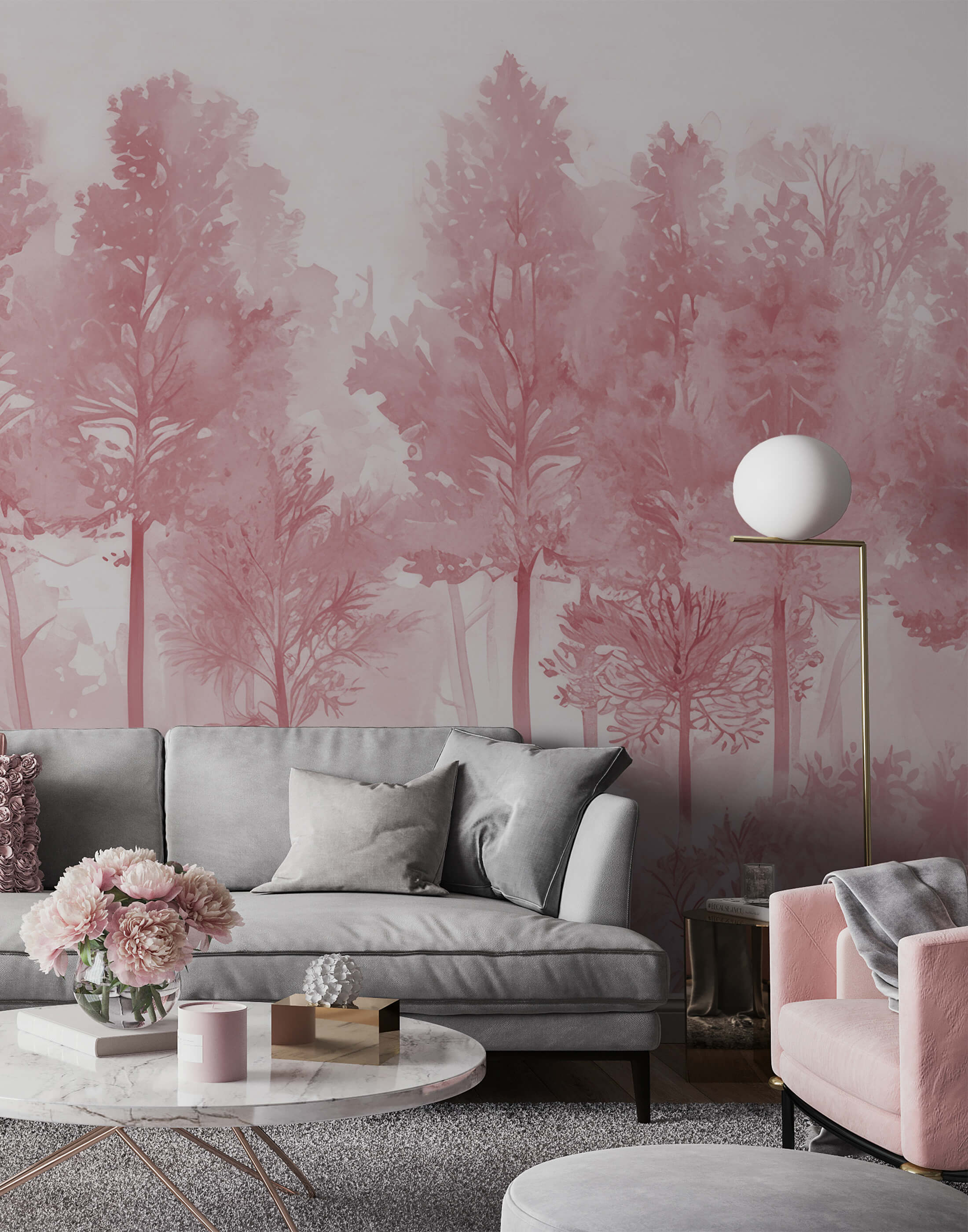 Pink room wallpaper store