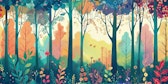 Multicolour Forest Wallpaper Mural | Bobbi Beck