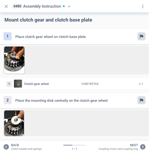 Machinery and plant assembly with connected worker platform