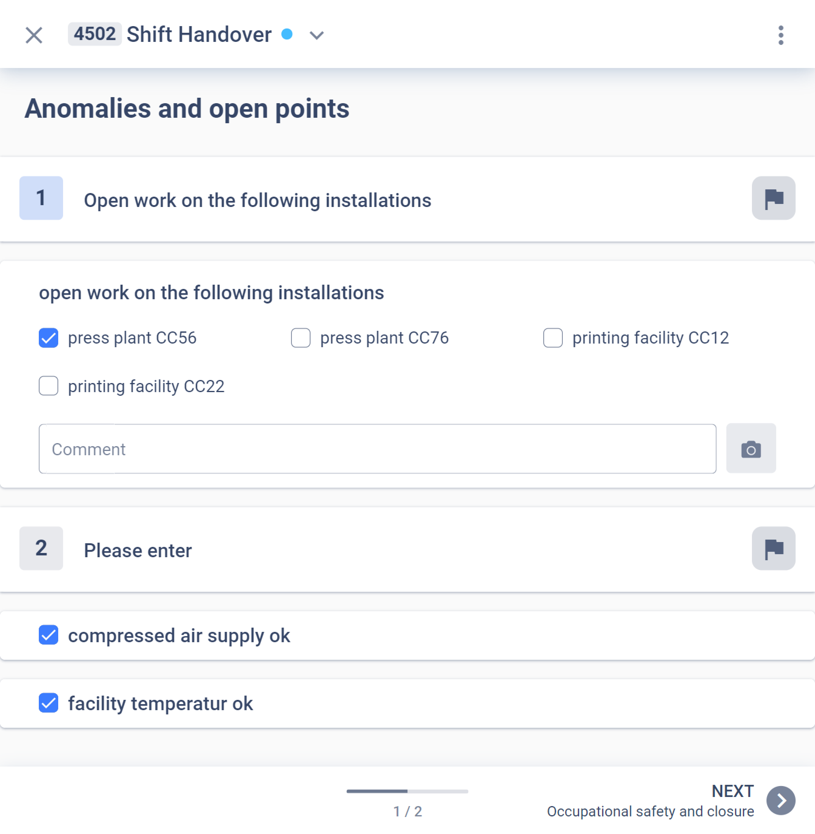 Digitally map HSSE checklists, inspections, audits, etc.