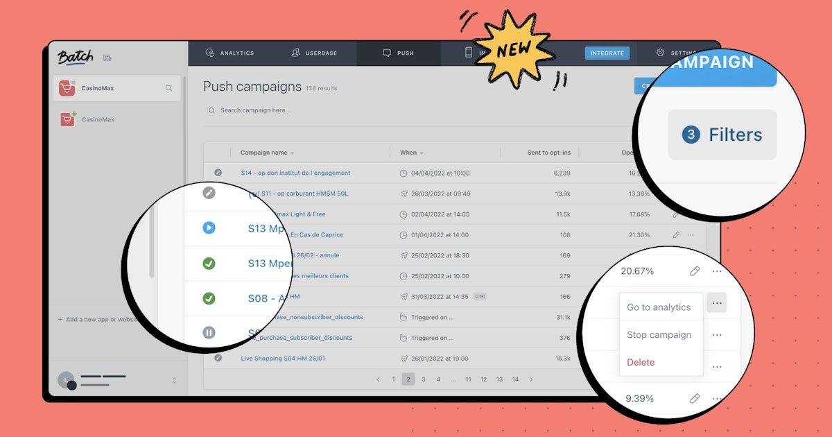 Batch | Blog | Campaigns’ Dashboard - New filter feature and quick actions Batch | Blog | Campaigns’ Dashboard - New filter feature and quick actions