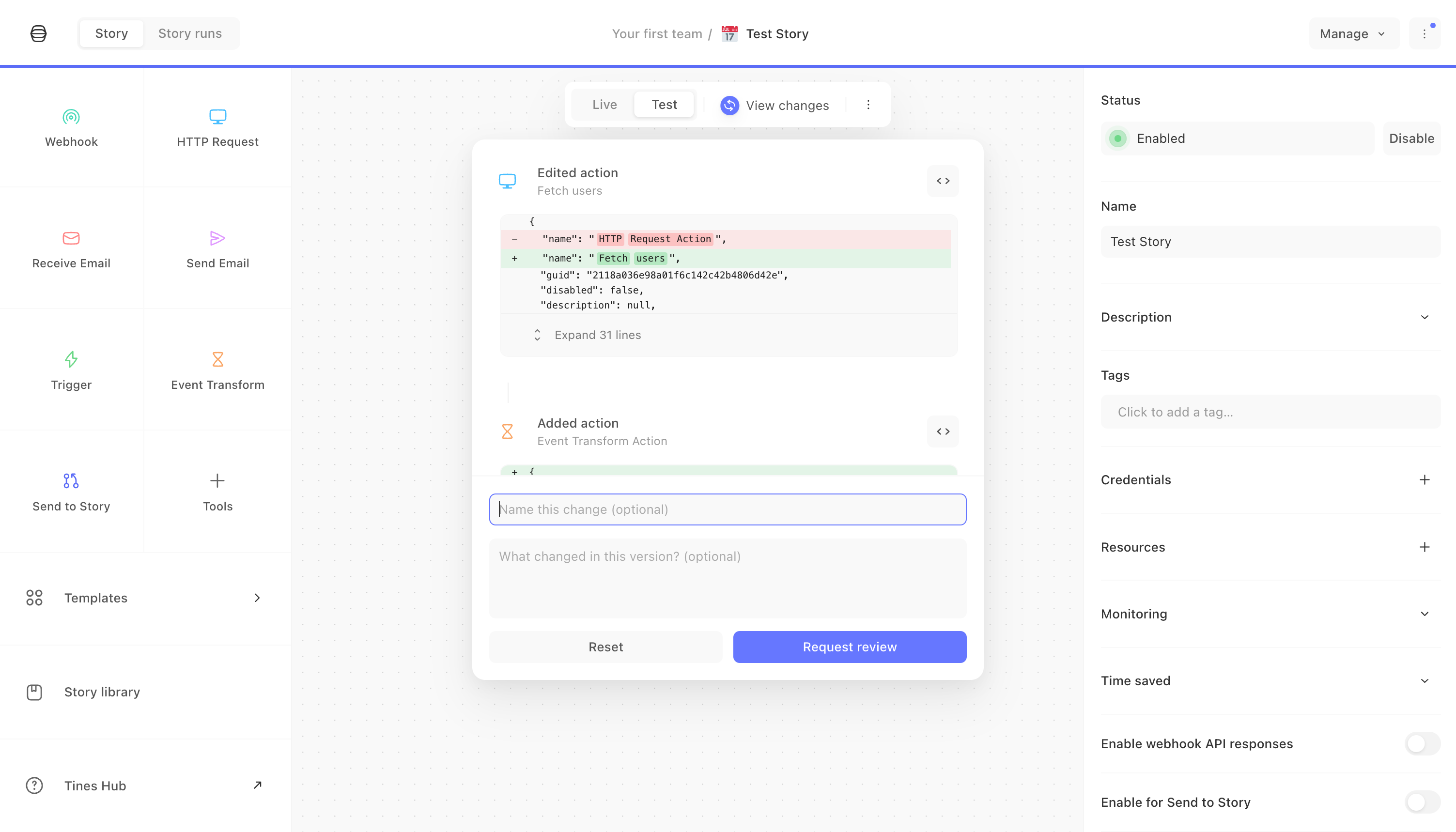 Change Control | Docs | Tines