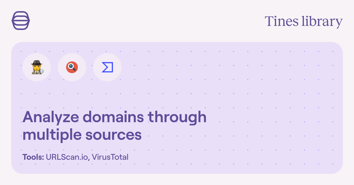 Analyze domains through multiple sources | Library | Tines