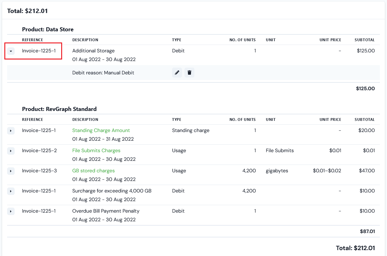 Adding Debit Line Items to Bills - m3ter Documentation
