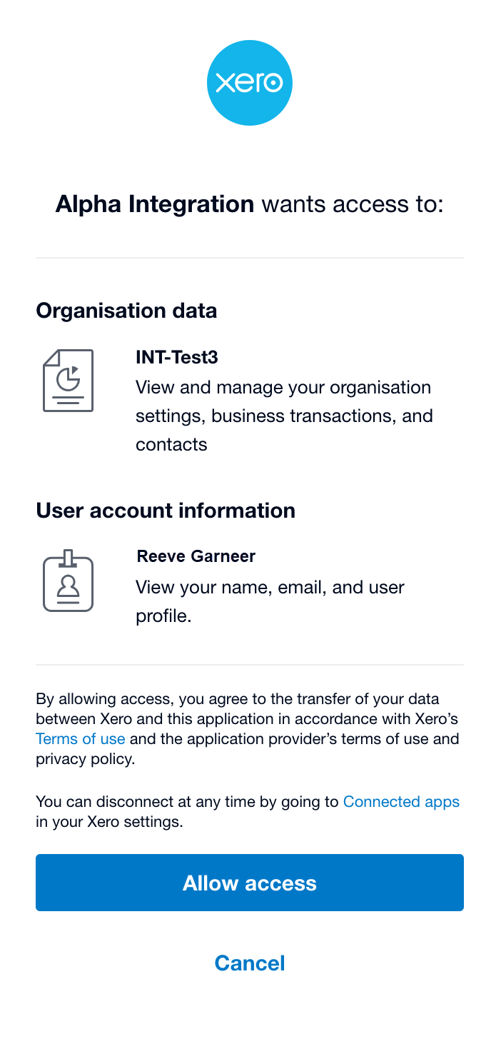 Configuring Xero Integrations - m3ter Documentation