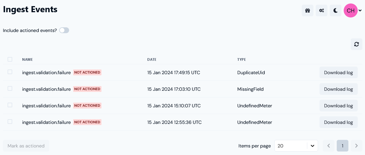 Reviewing and Resolving Ingest Events - m3ter Documentation