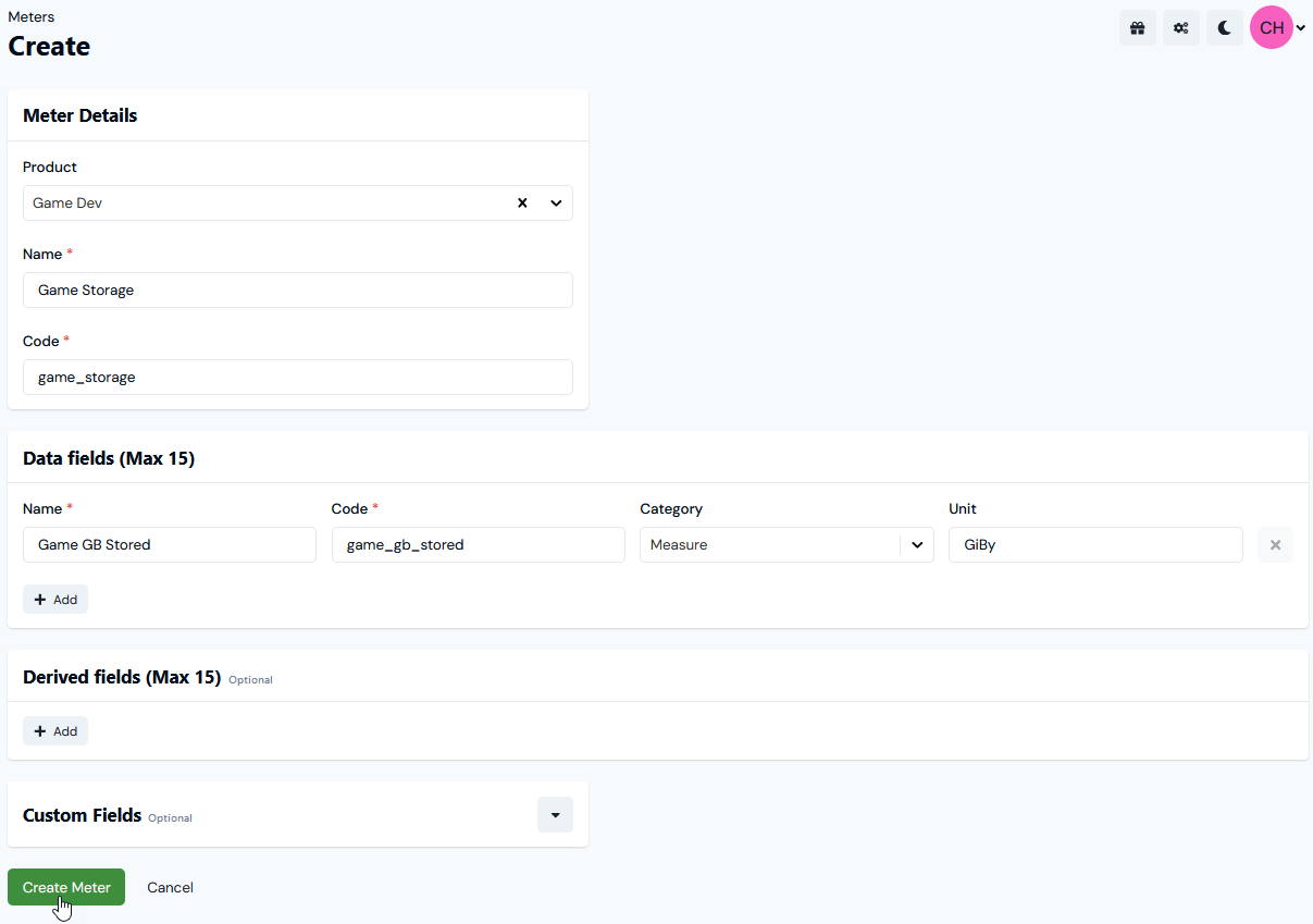 Creating Product Meters - m3ter Documentation