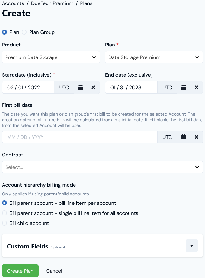 Attaching Plans to an Account - m3ter Documentation