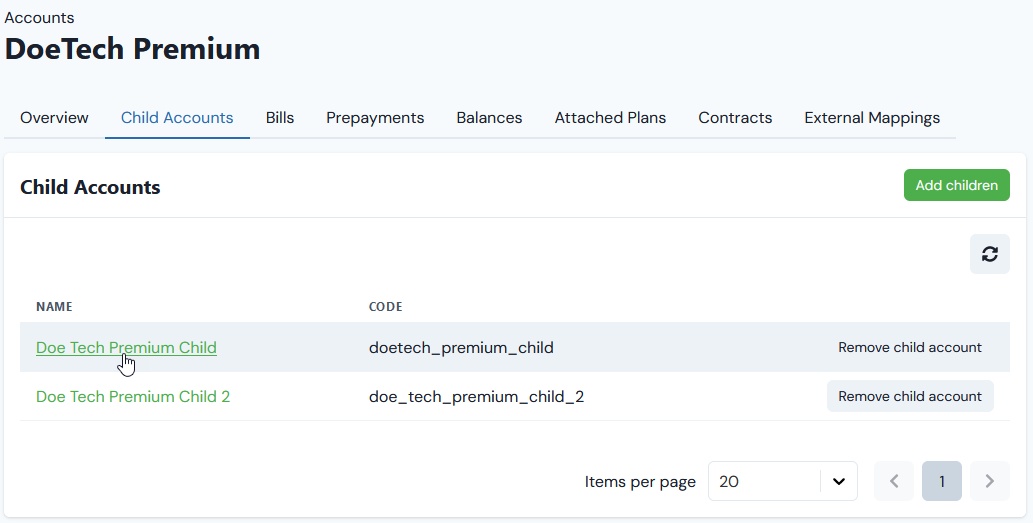Working with Parent/Child Accounts - m3ter Documentation