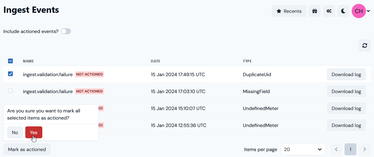 Reviewing and Resolving Ingest Events - m3ter Documentation