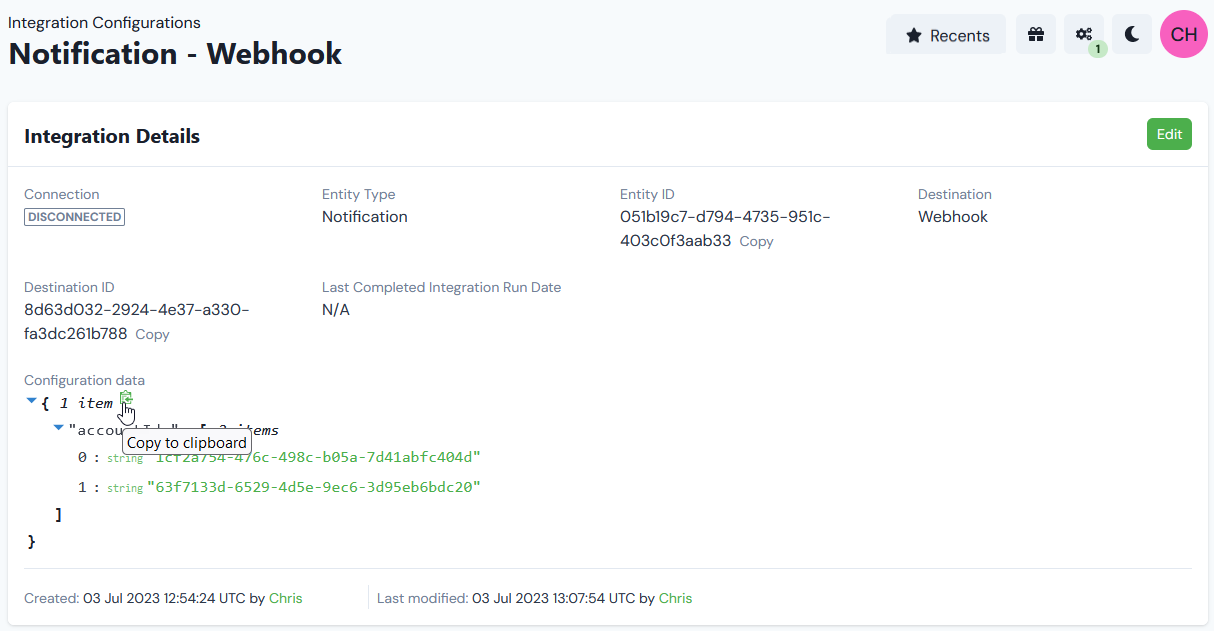 Creating and Managing Integration Configurations - m3ter Documentation