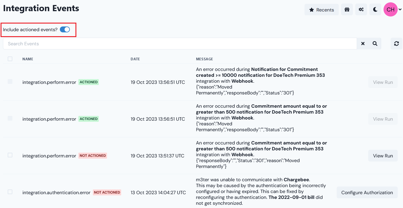Reviewing and Resolving Integration Events - m3ter Documentation