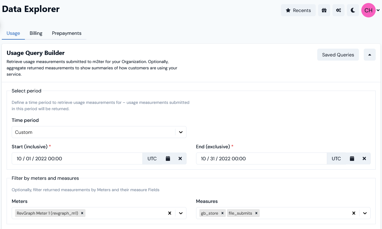 Performing Usage Queries and Reviewing Results - m3ter Documentation