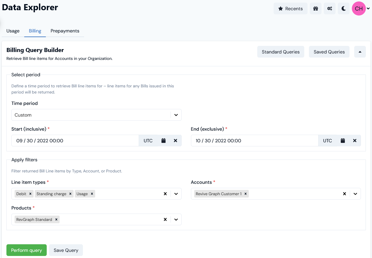 Performing Billing Queries and Reviewing Results - m3ter Documentation