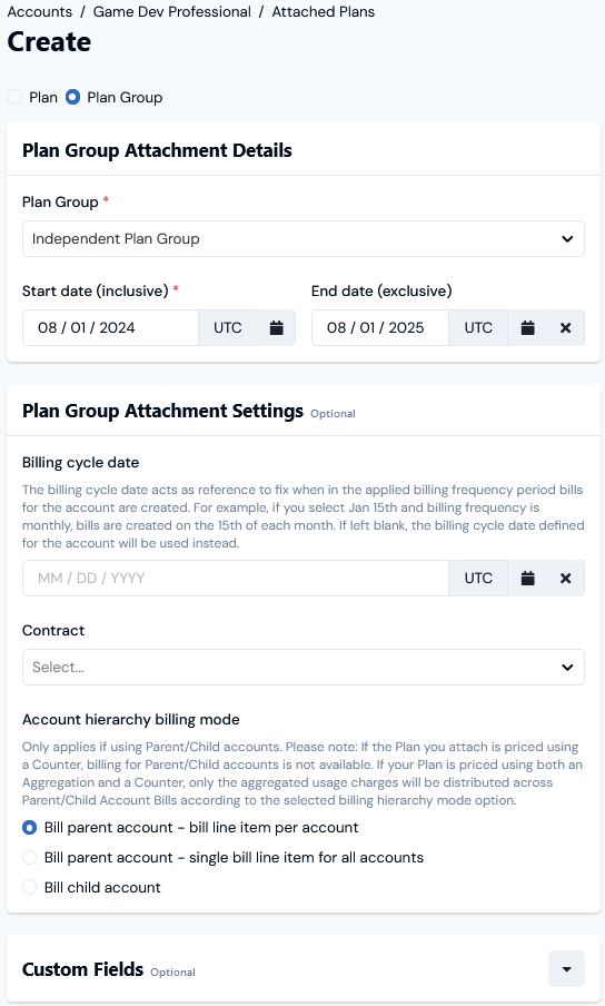 Attaching Plan Groups to an Account - m3ter Documentation
