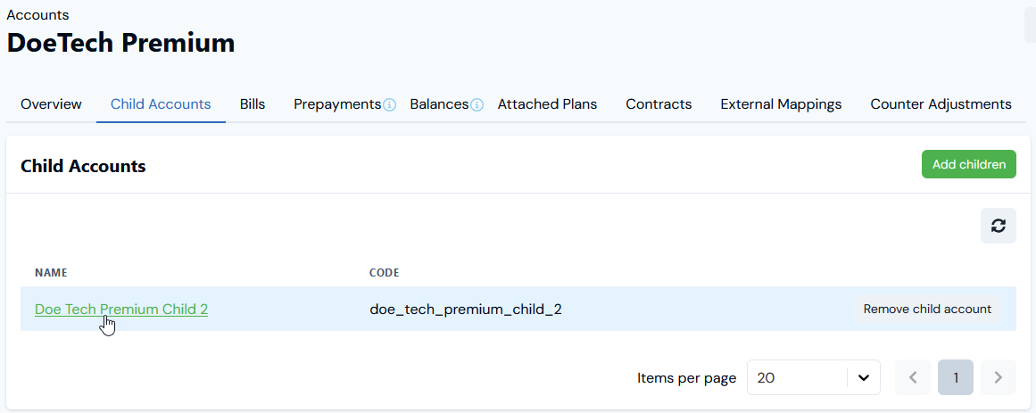 Working with Parent/Child Accounts - m3ter Documentation
