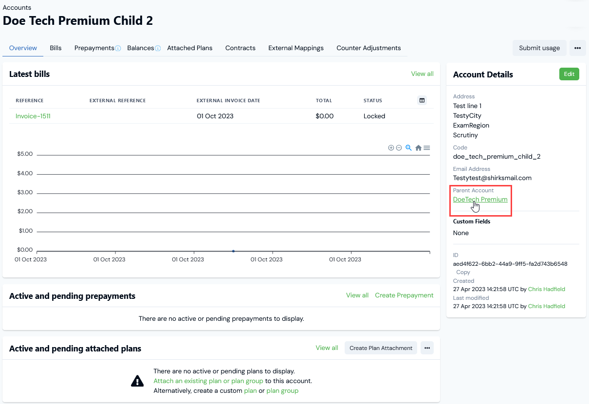 Working with Parent/Child Accounts - m3ter Documentation