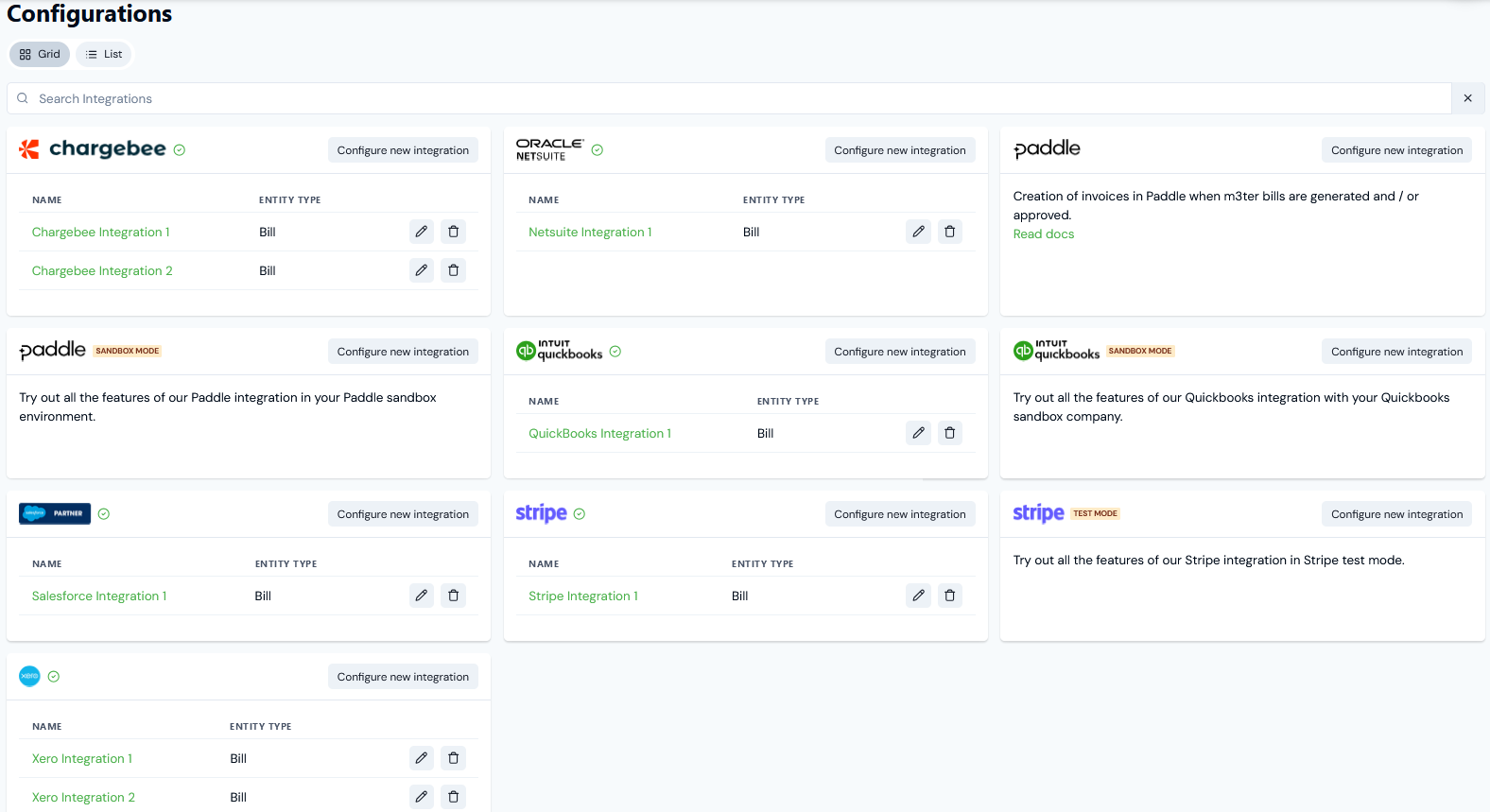 Creating and Managing Integration Configurations - m3ter Documentation