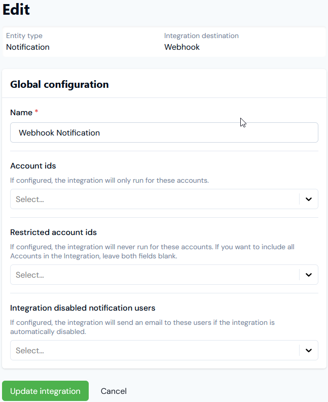 Creating and Managing Integration Configurations - m3ter Documentation