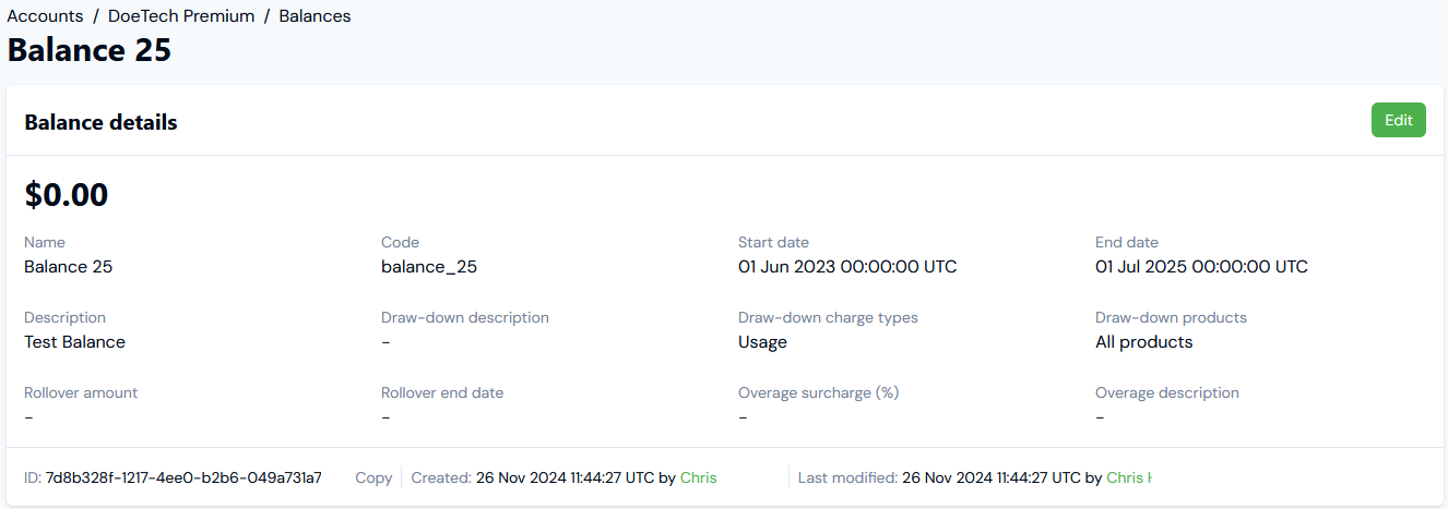 Creating Balances for Accounts - m3ter Documentation