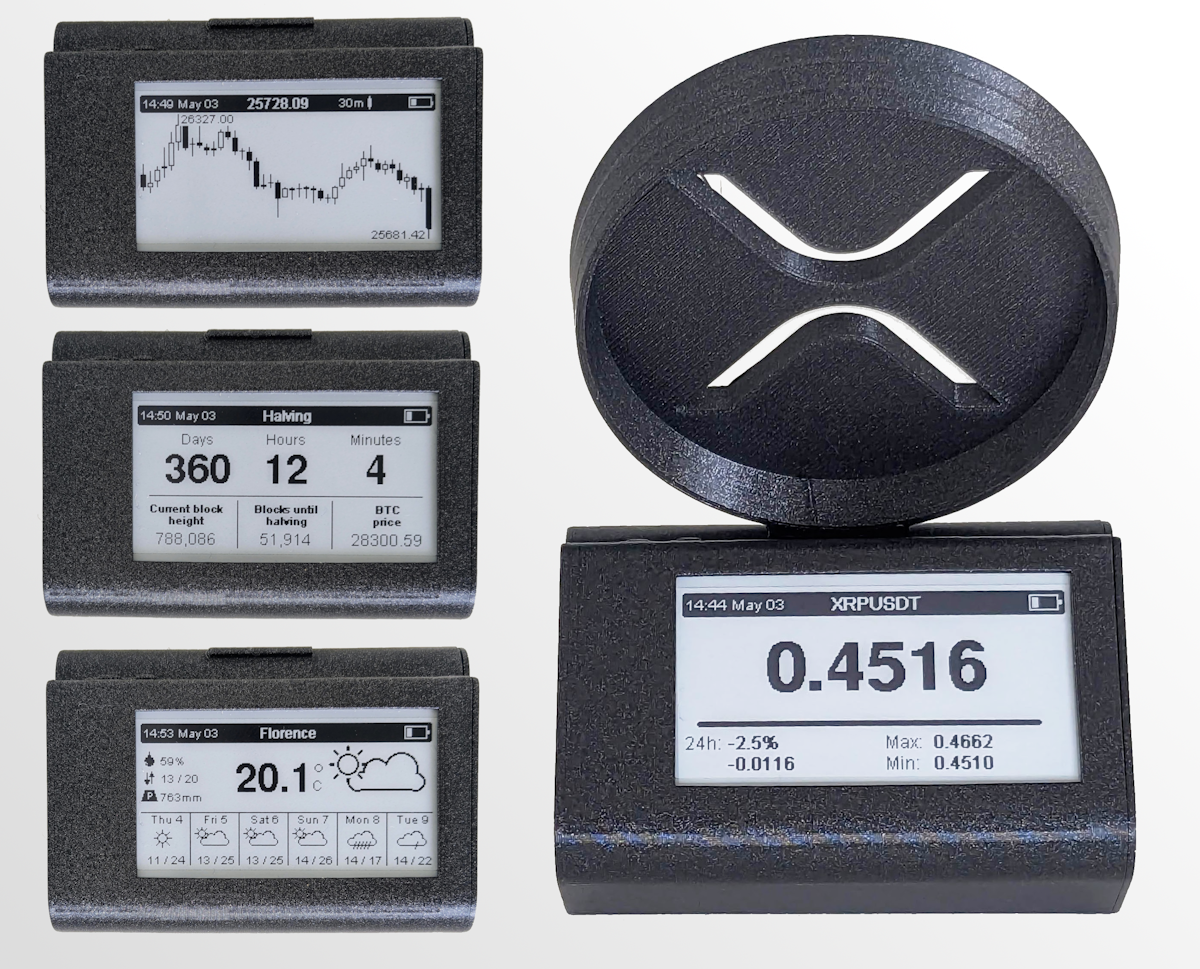 Multipurpose WiFi Ripple (XRP) e-ink ticker