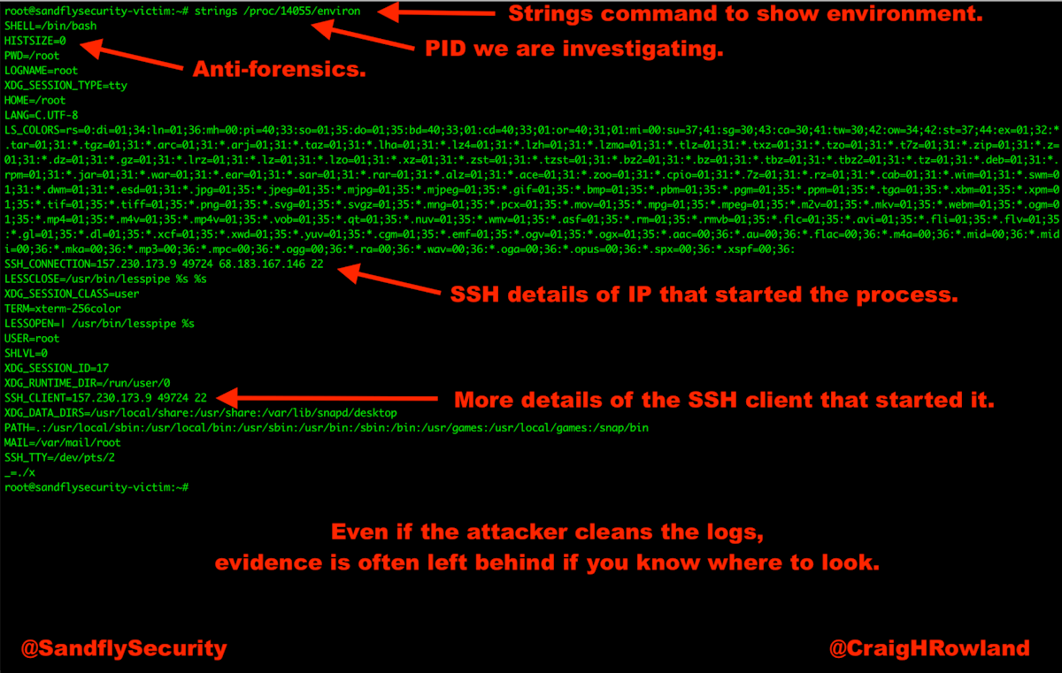 Using Linux Process Environment Variables for Live Forensics