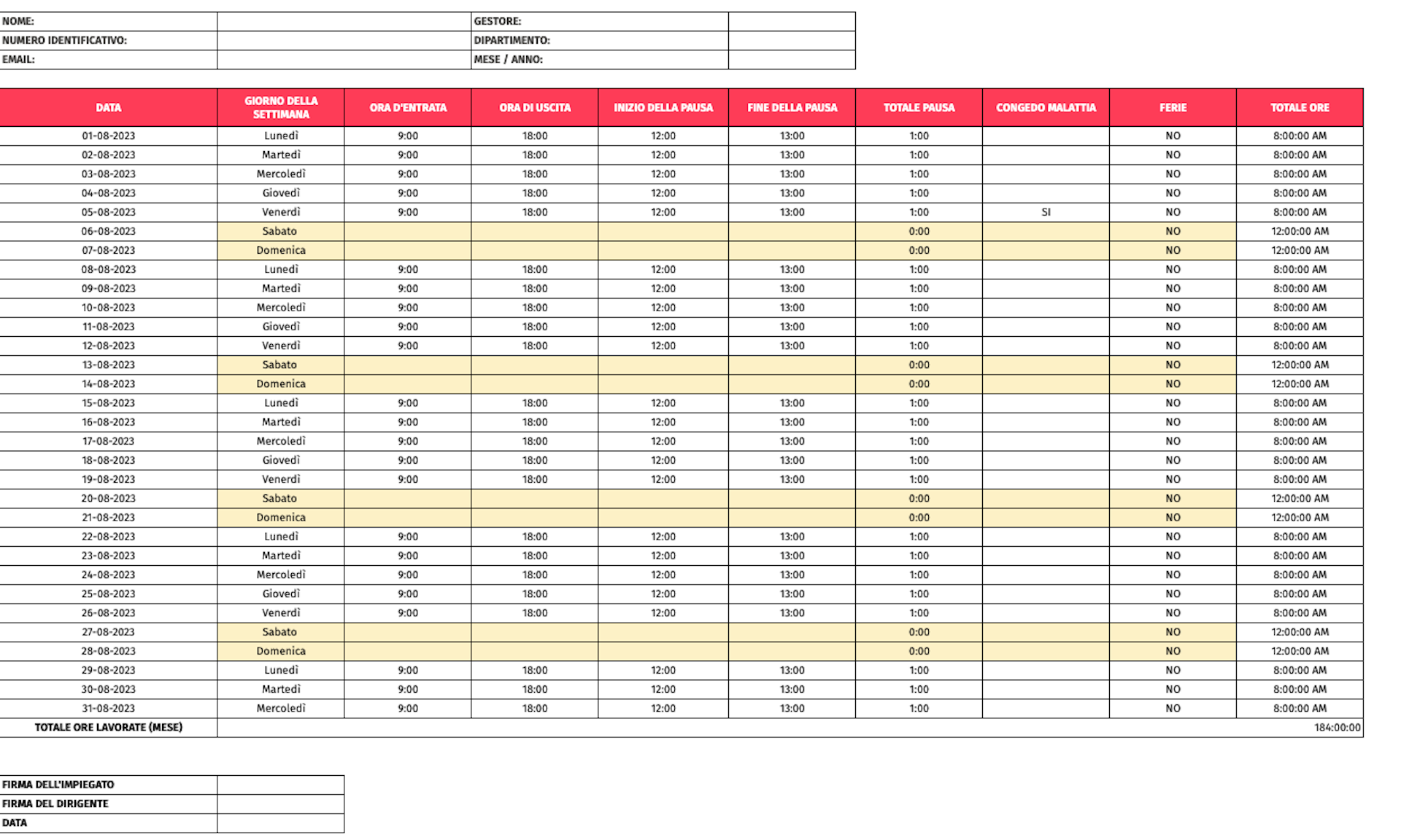 Semplifica la gestione degli orari con il Foglio Presenze Excel