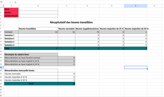 Tableau de calcul des heures supplémentaires gratuit | Factorial