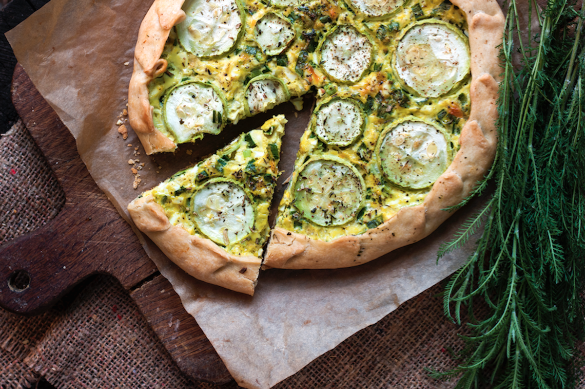 The recipe for zucchini and goat pie