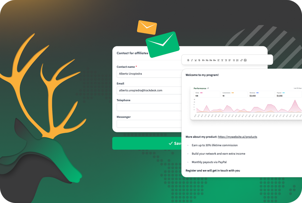 Custom Dashboard Messages | Trackdesk | Trackdesk
